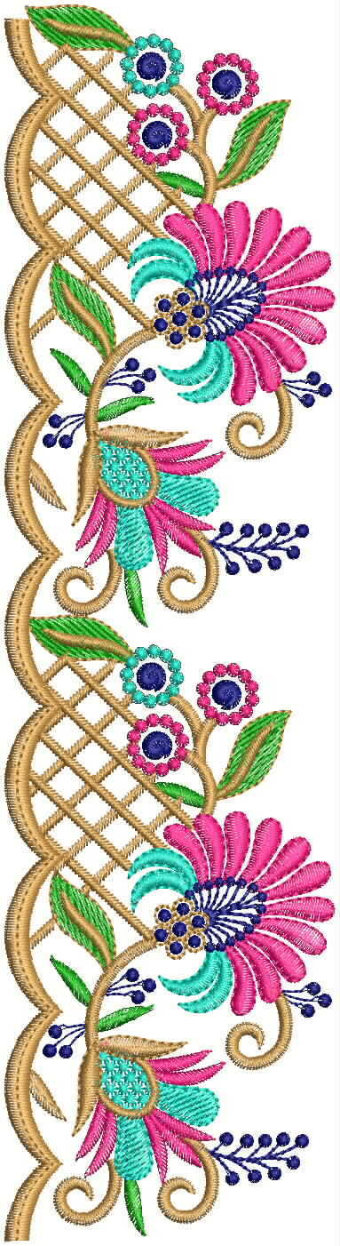 Free fancy flowers concept cut work lace/border embroidery design ...